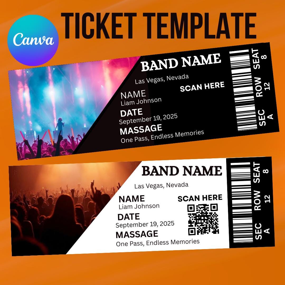 Editable Concert Ticket Template: DIY Printable Surprise Gift (digital ...
