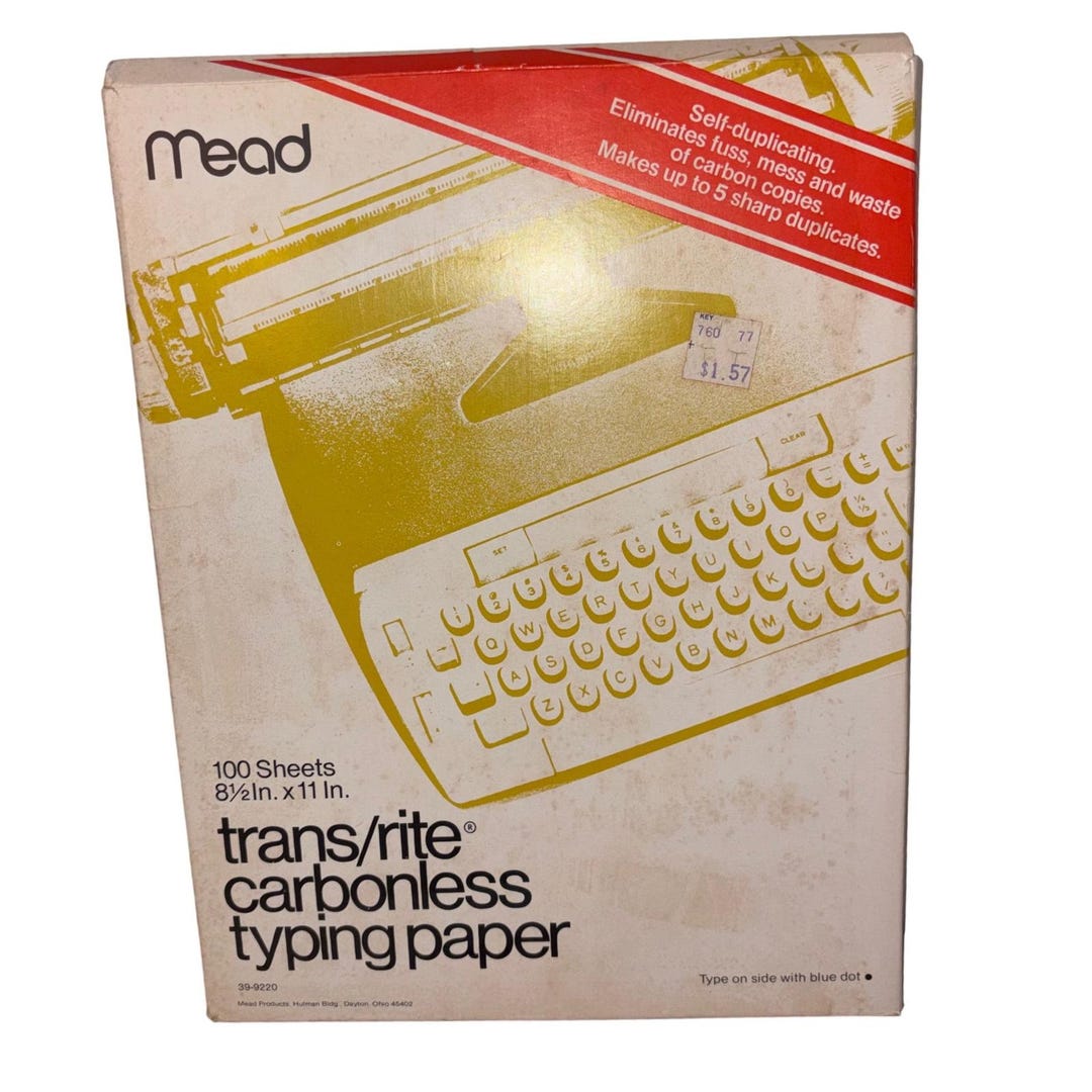 Vintage | Mead Trans/rite Carbonless Typing Paper About 100 Sheets 8 1/ ...