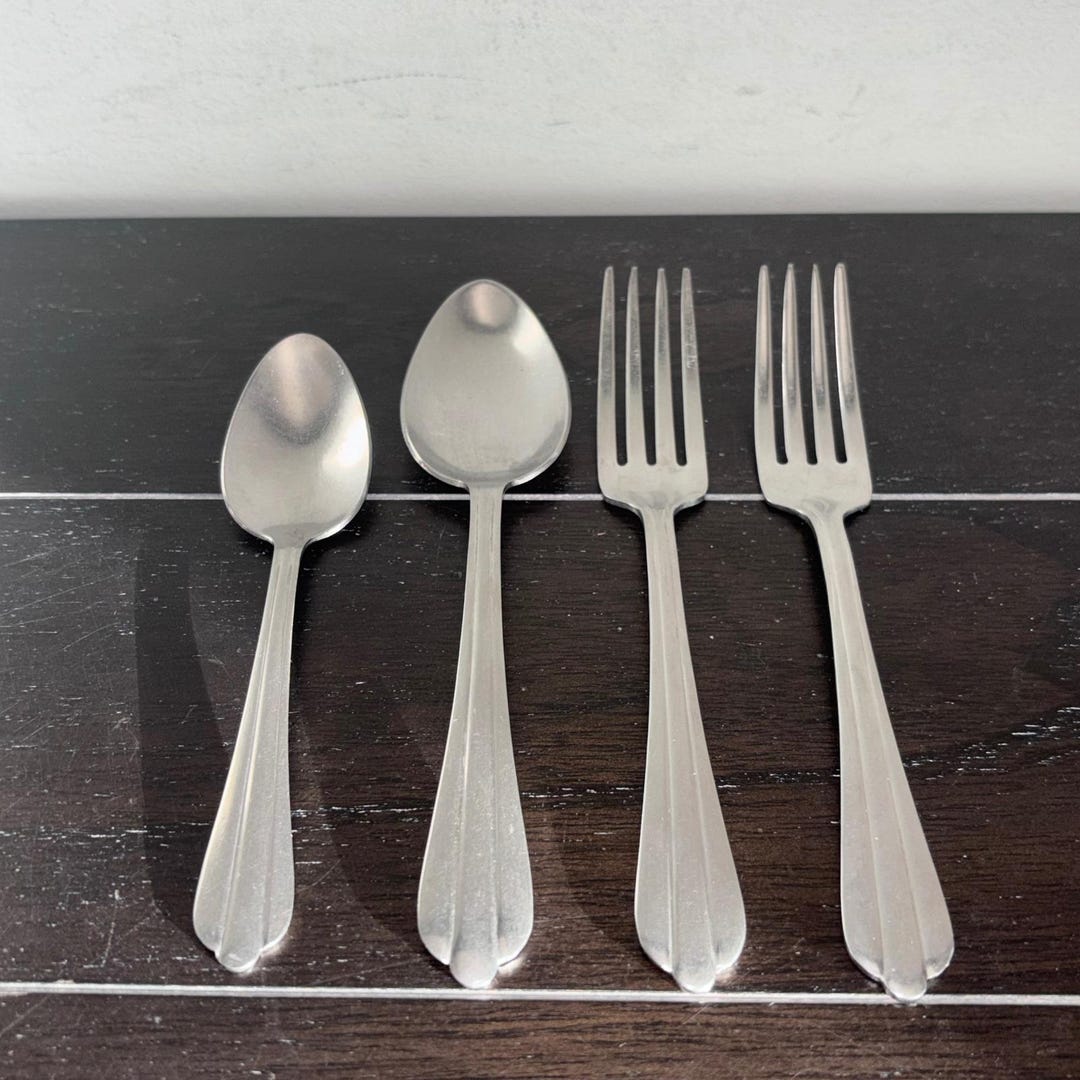 NS Co 18-8 Stainless Steel Flatware Set | NST23 | 4pc 2 Forks 2 Spoons ...