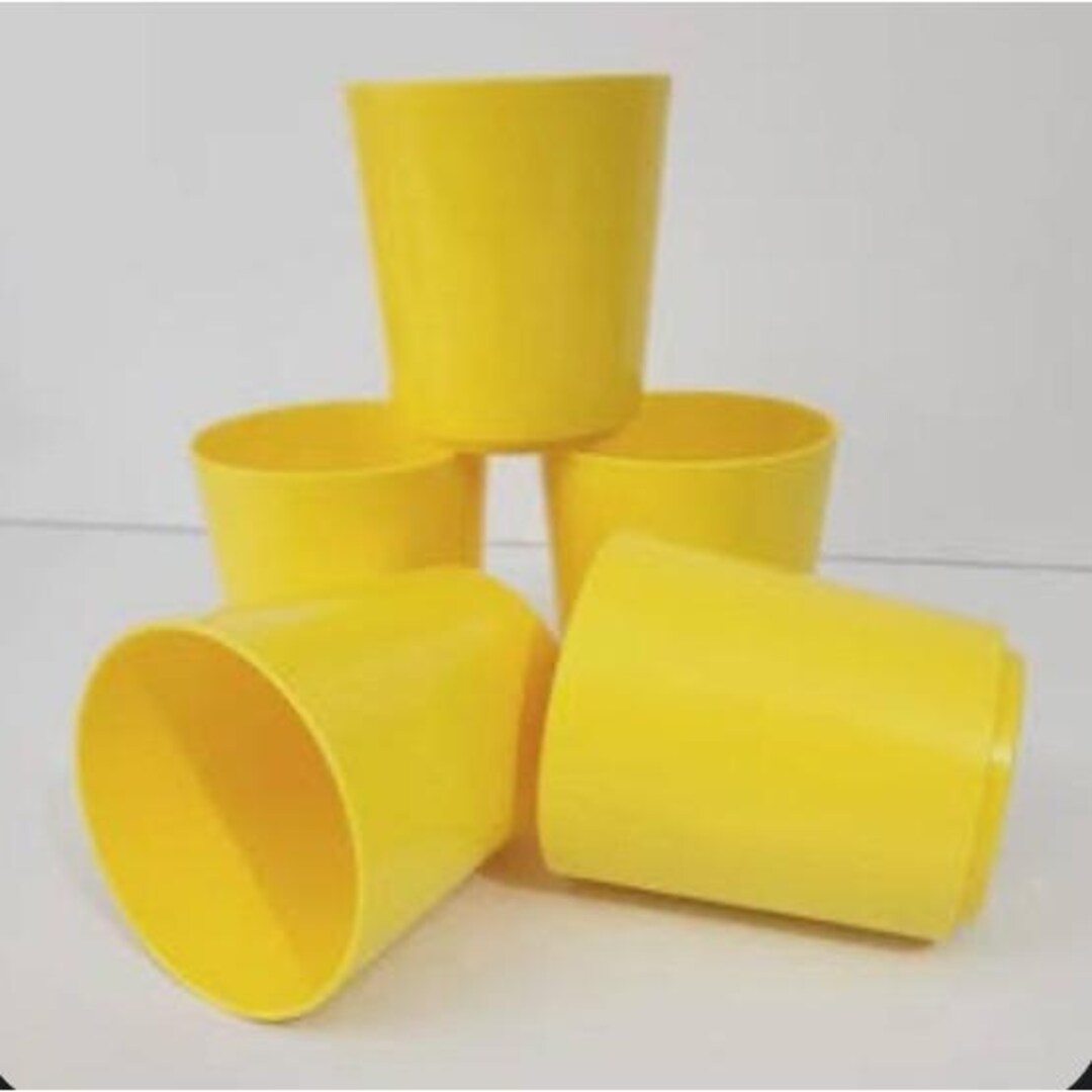 Fremware | Vintage Yellow Plastic Cups | Set of 9 | Dishwasher Safe ...