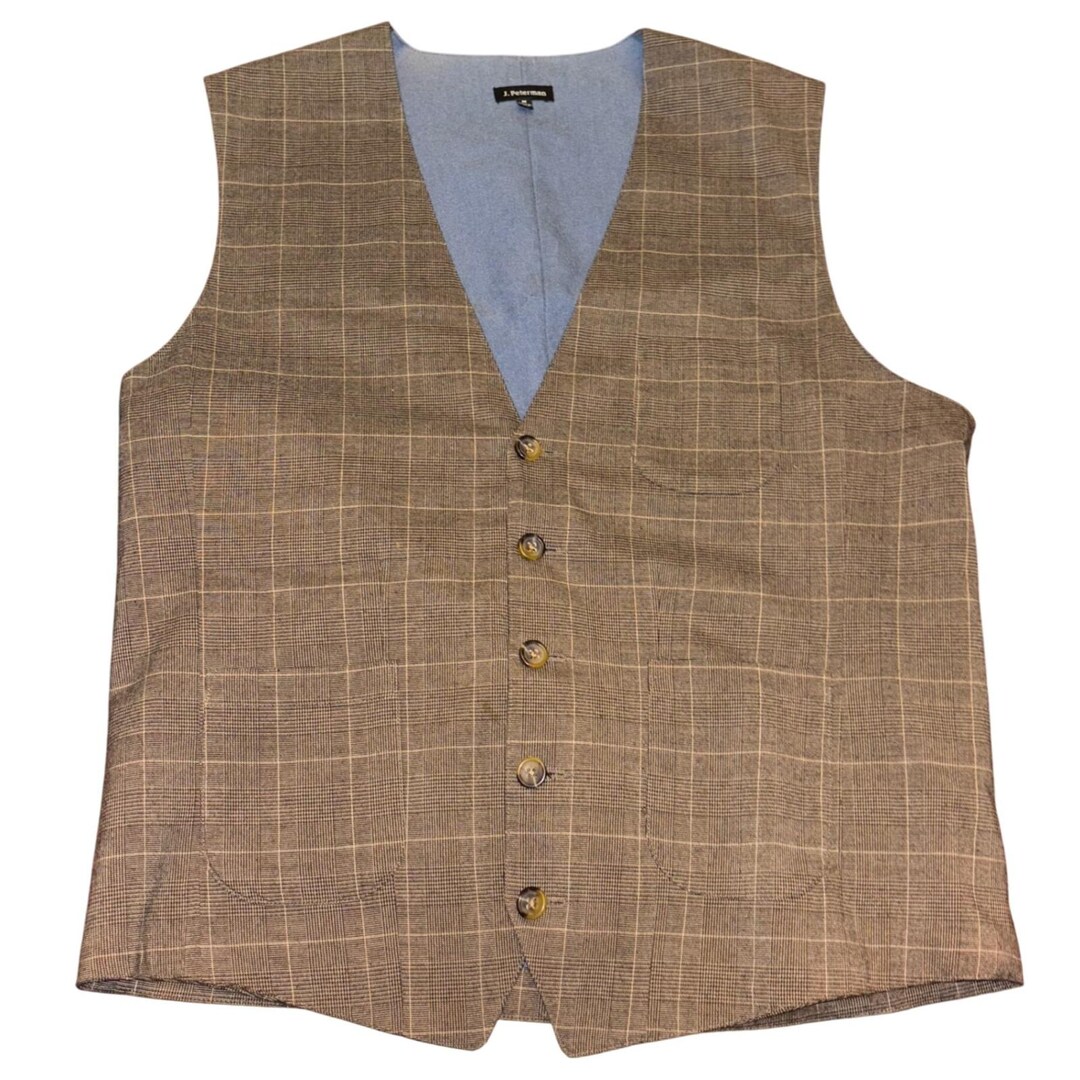 J Peterman | Vintage | Brown Plaid V-neck Sleeveless Vest | Women's ...