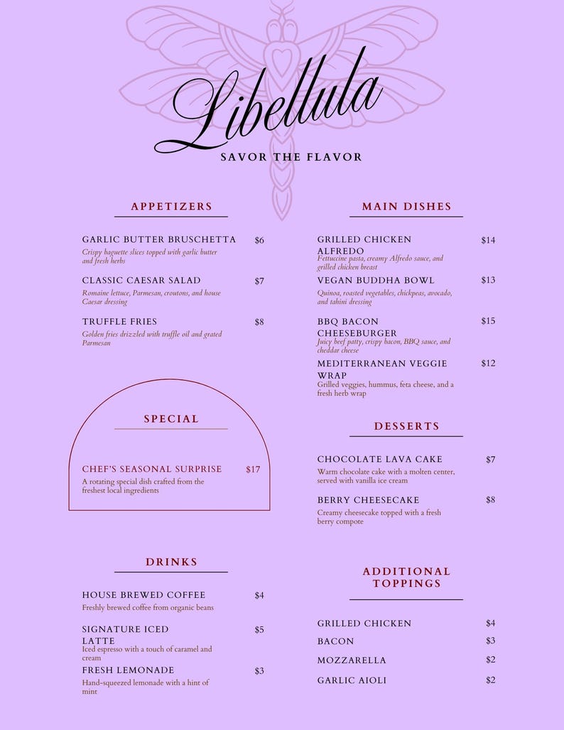 Minimalist Aesthetic Cafe and Restaurant Menu | Olive Green, Lavander ...