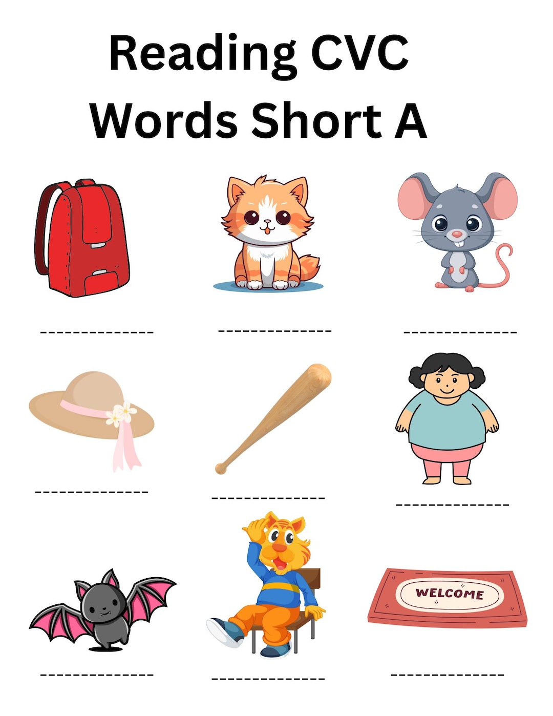 CVC Words Short A Printable Packet - Etsy