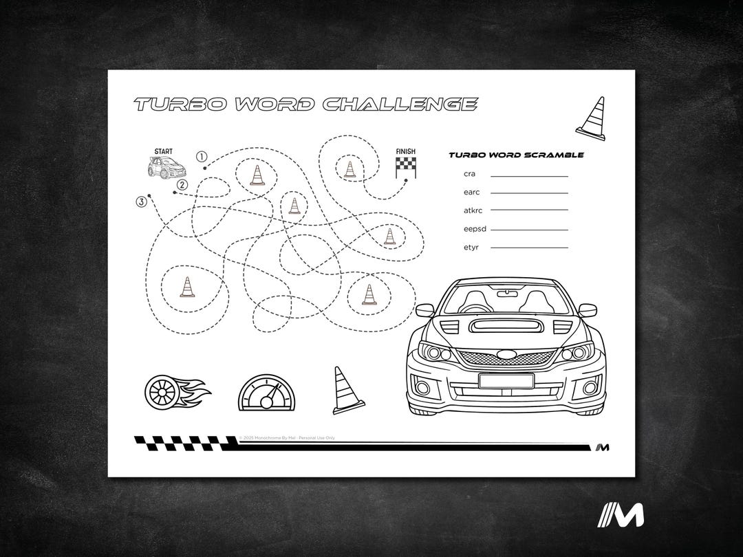 Car Maze & Word Scramble: Turbo Challenge - Screen-free Kids Activity ...