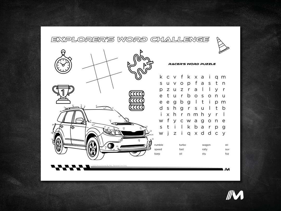 Explorer’s Word Challenge | Printable Word Search for Car-loving Kids ...
