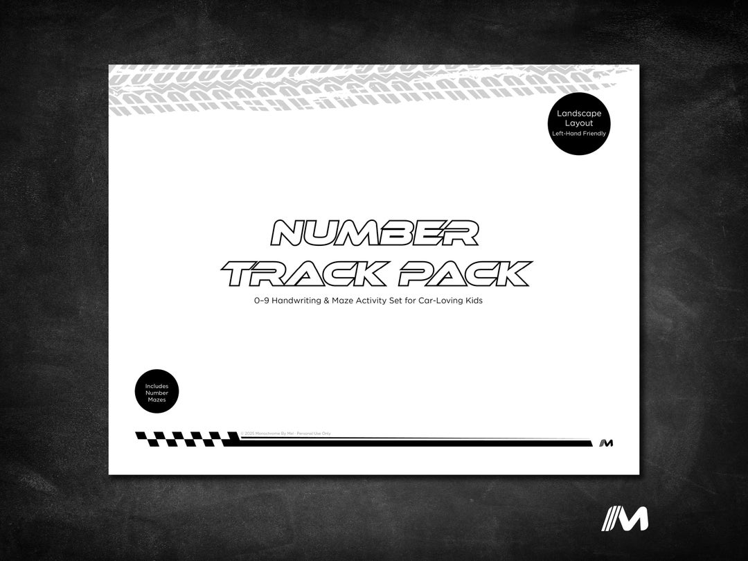 Number Track Pack 0–9 | Number Tracing Printable for Kids | Car-themed ...