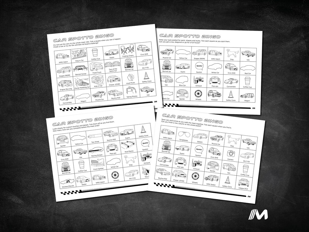 Printable Car Spotto Bingo Pack Vol. 1 – Kids Car Meet Game | JDM Icons ...