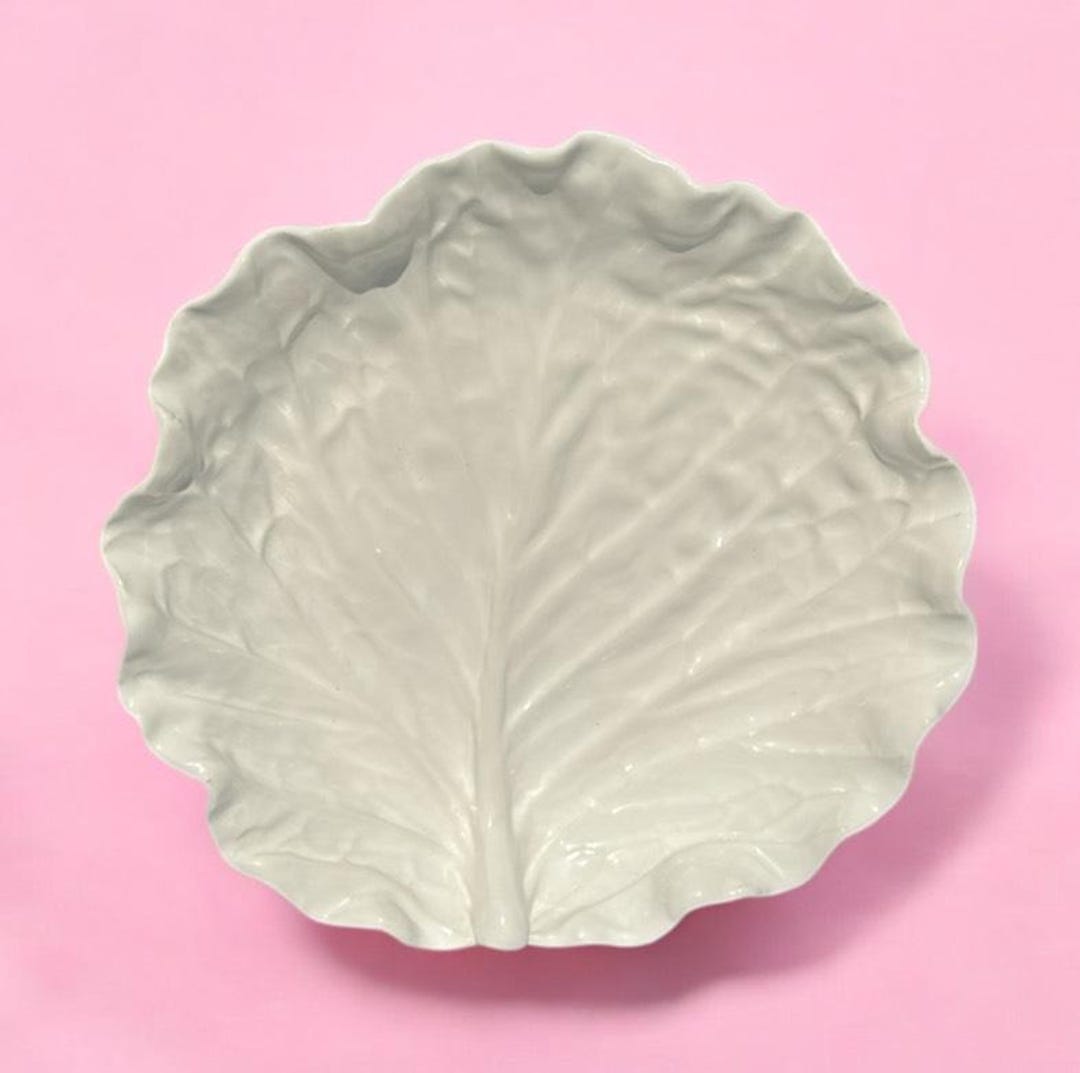 Vintage Pugh Pottery Cabbage Plate: White Ceramic Lettuce Leaf Dish - Etsy