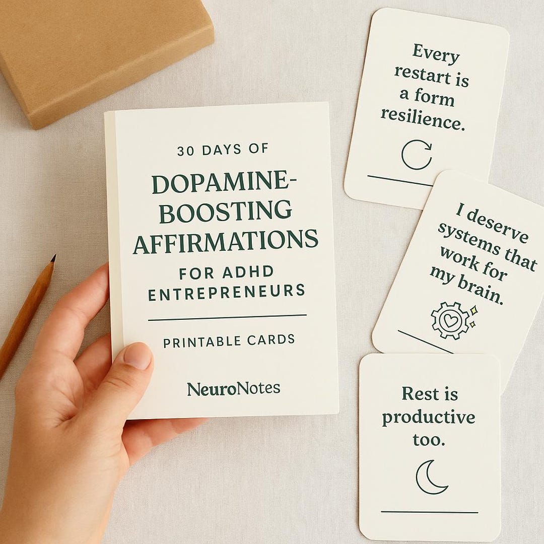 ADHD Printable Affirmation Cards | 30-day Mindset Reset | Digital PNG ...