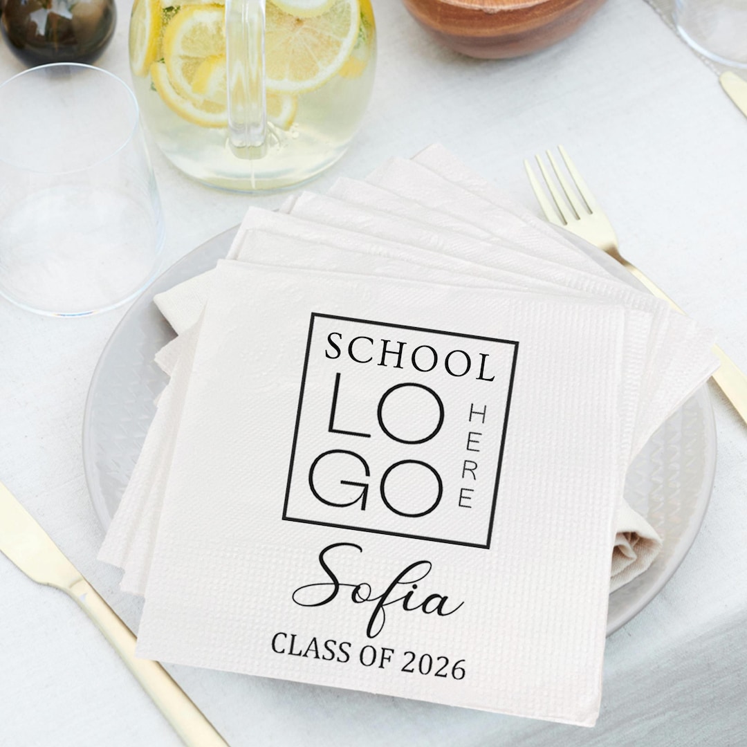 Custom School Logo Graduation Napkins, Class of 2026 , Graduation Party ...