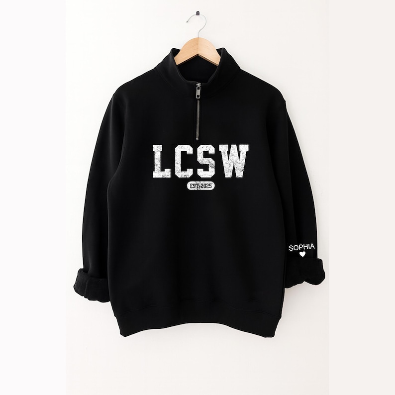 Personalized LCSW Sweatshirt, Custom LCSW Zip Sweatshirt, LCSW Gift ...
