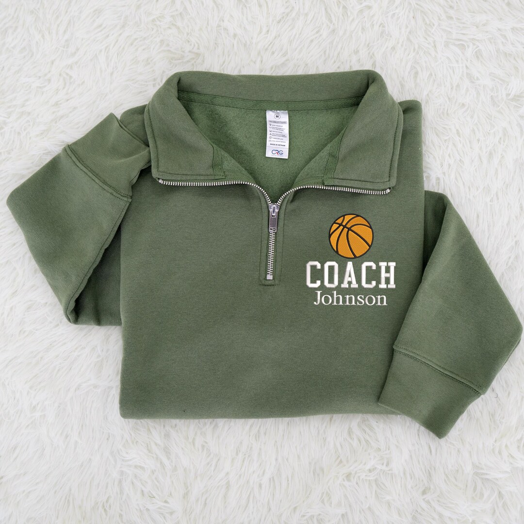 Personalized Embroidered Basketball Coach Quarter Zip Sweatshirt ...