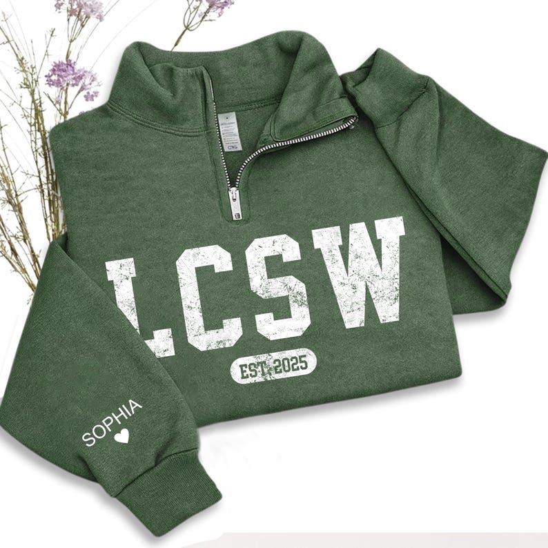 Personalized LCSW Sweatshirt, Custom LCSW Zip Sweatshirt, LCSW Gift ...