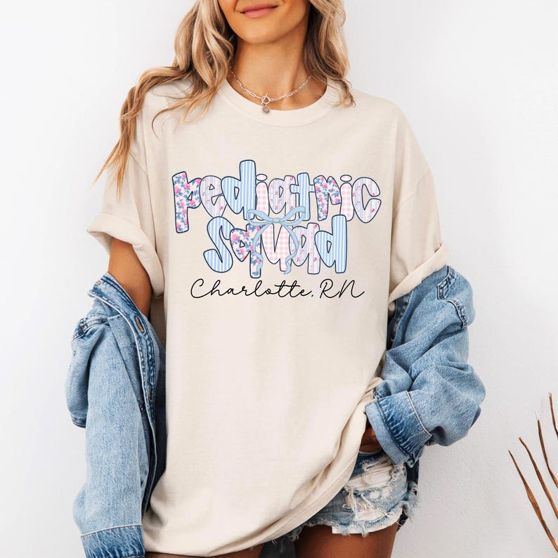 Custom Pediatric Squad Shirt, Personalized Peds Nurse Team Tee, Cute ...