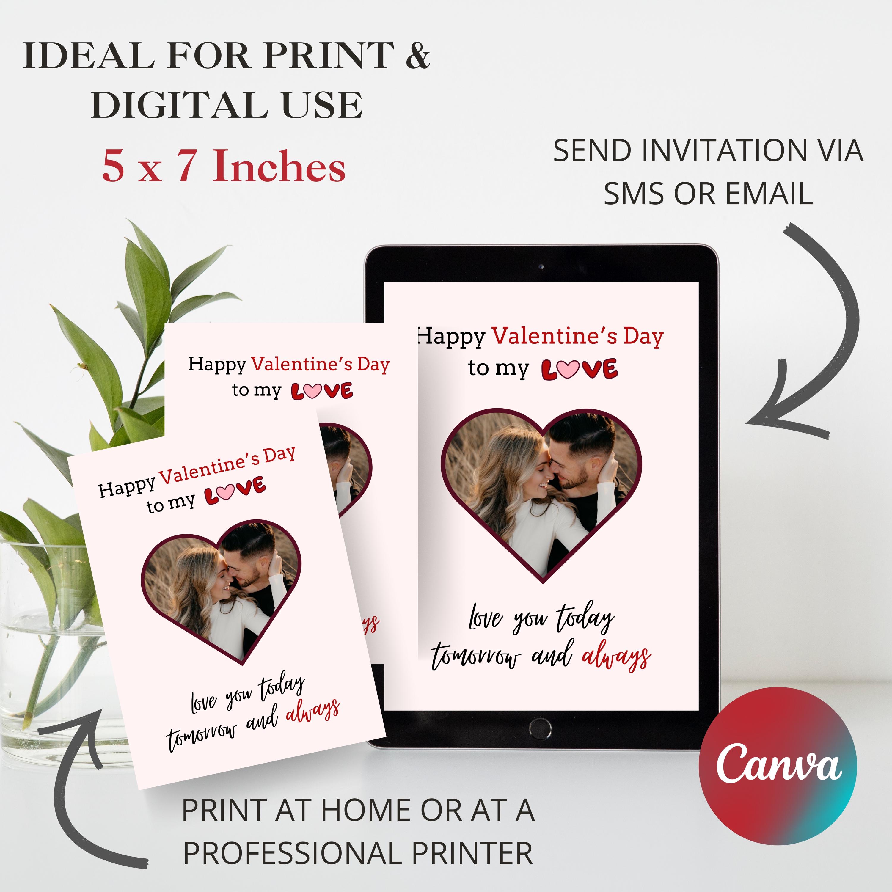 Editable Valentine's Day Card Template With Photo, Custom Valentine ...