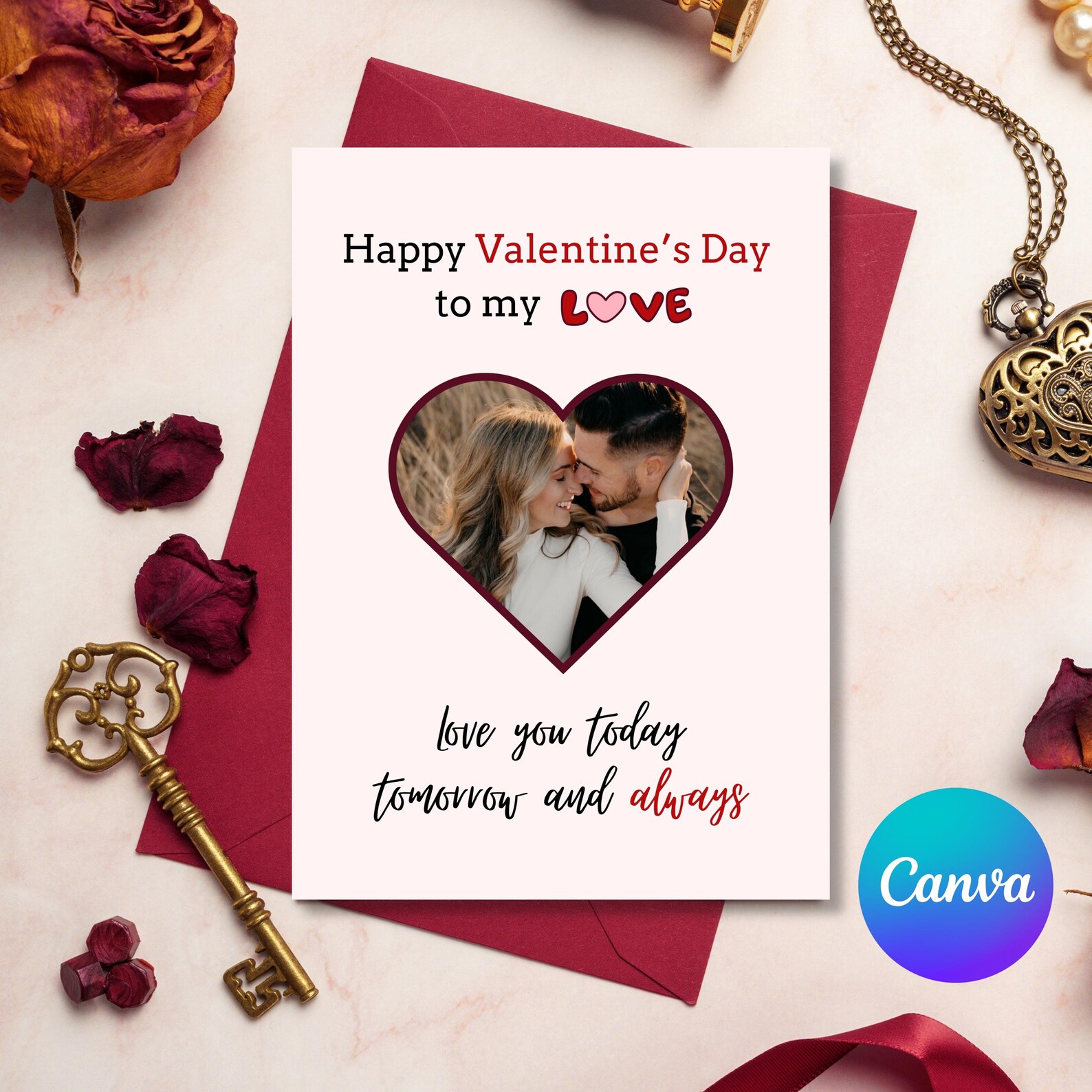 Editable Valentine's Day Card Template With Photo, Custom Valentine ...