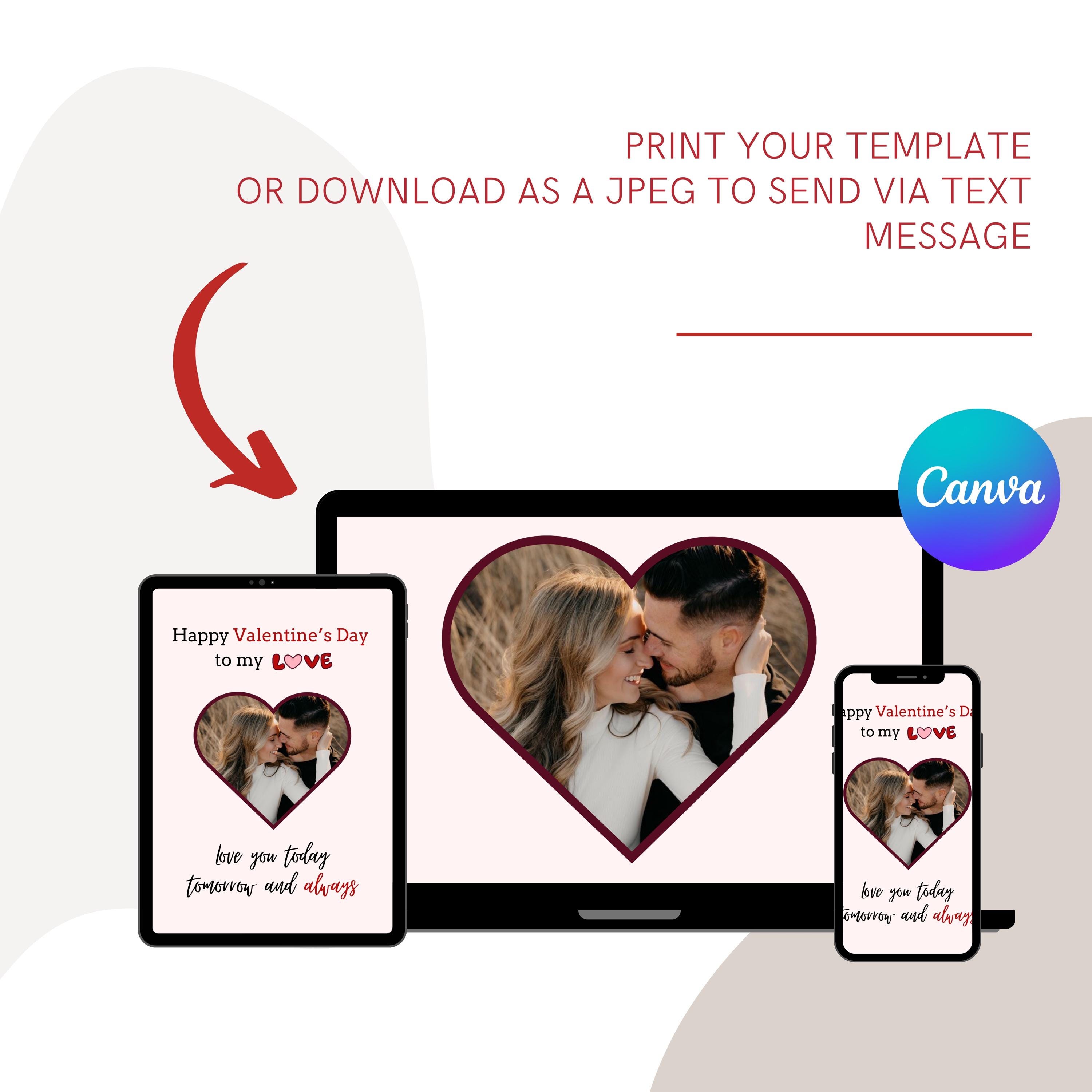 Editable Valentine's Day Card Template With Photo, Custom Valentine ...