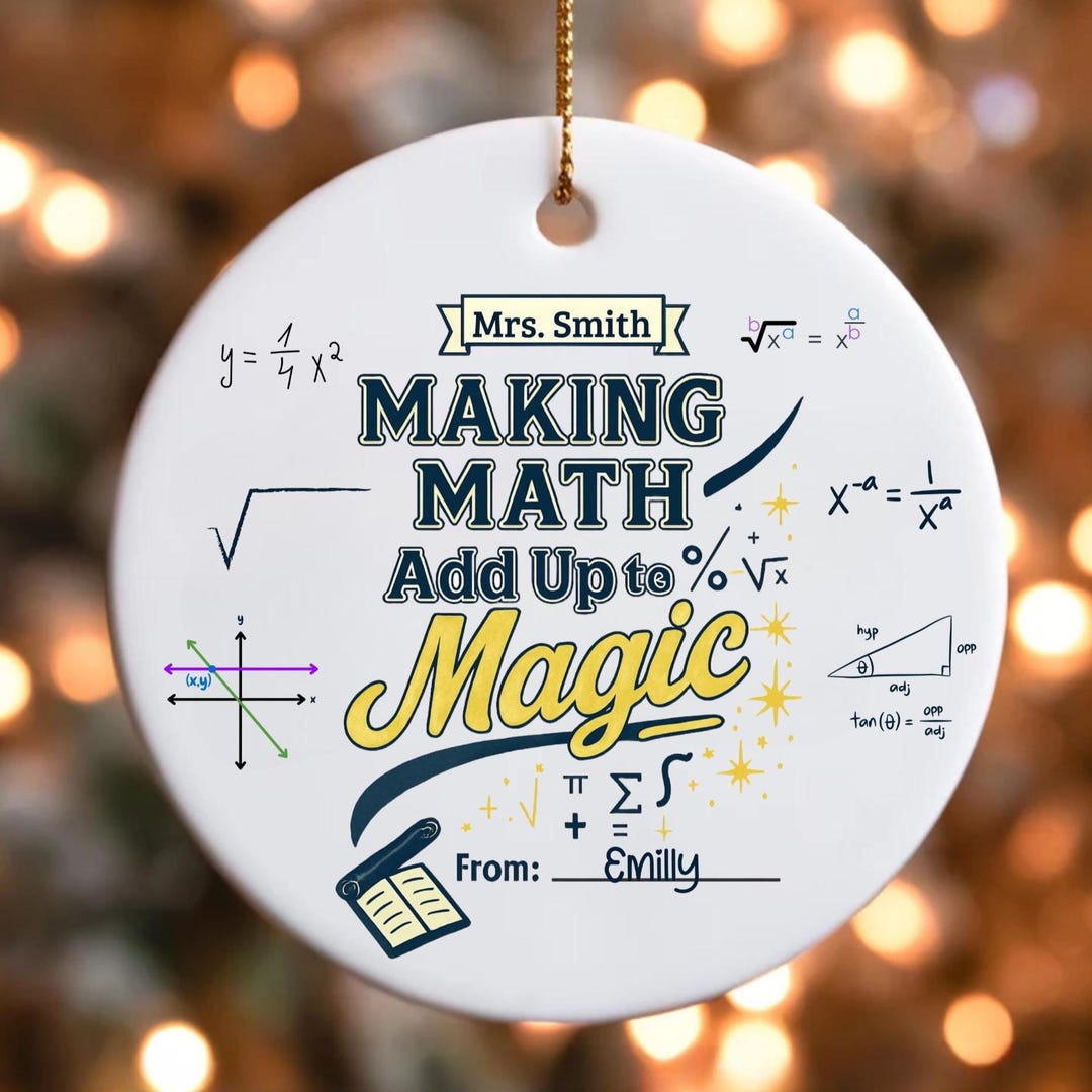 Math Teacher Ornament Personalized 2025, Custom Teacher Christmas ...
