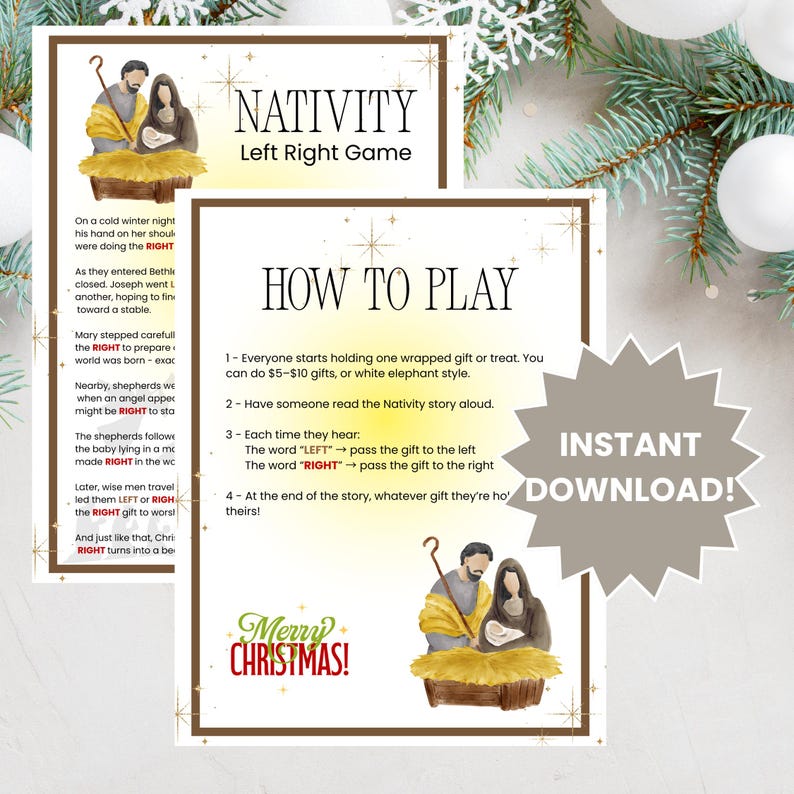Nativity Left Right Christmas Game | Printable Holiday Party - Etsy
