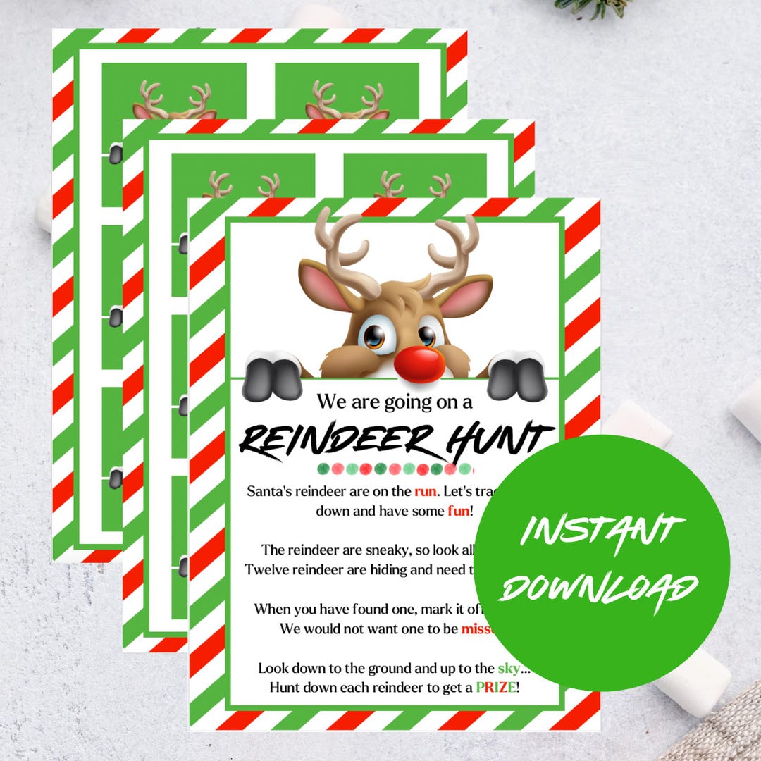 Reindeer Scavenger Hunt | Christmas Game for Kids | Printable Holiday ...
