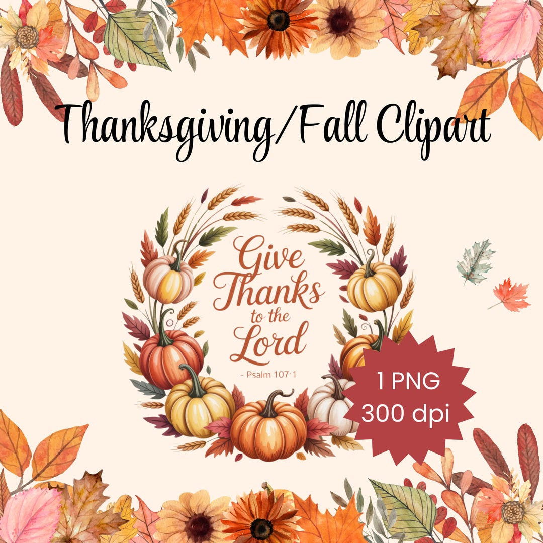 Thanksgiving Fall Clipart | Autumn PNG Digital Art (300 DPI) - Etsy