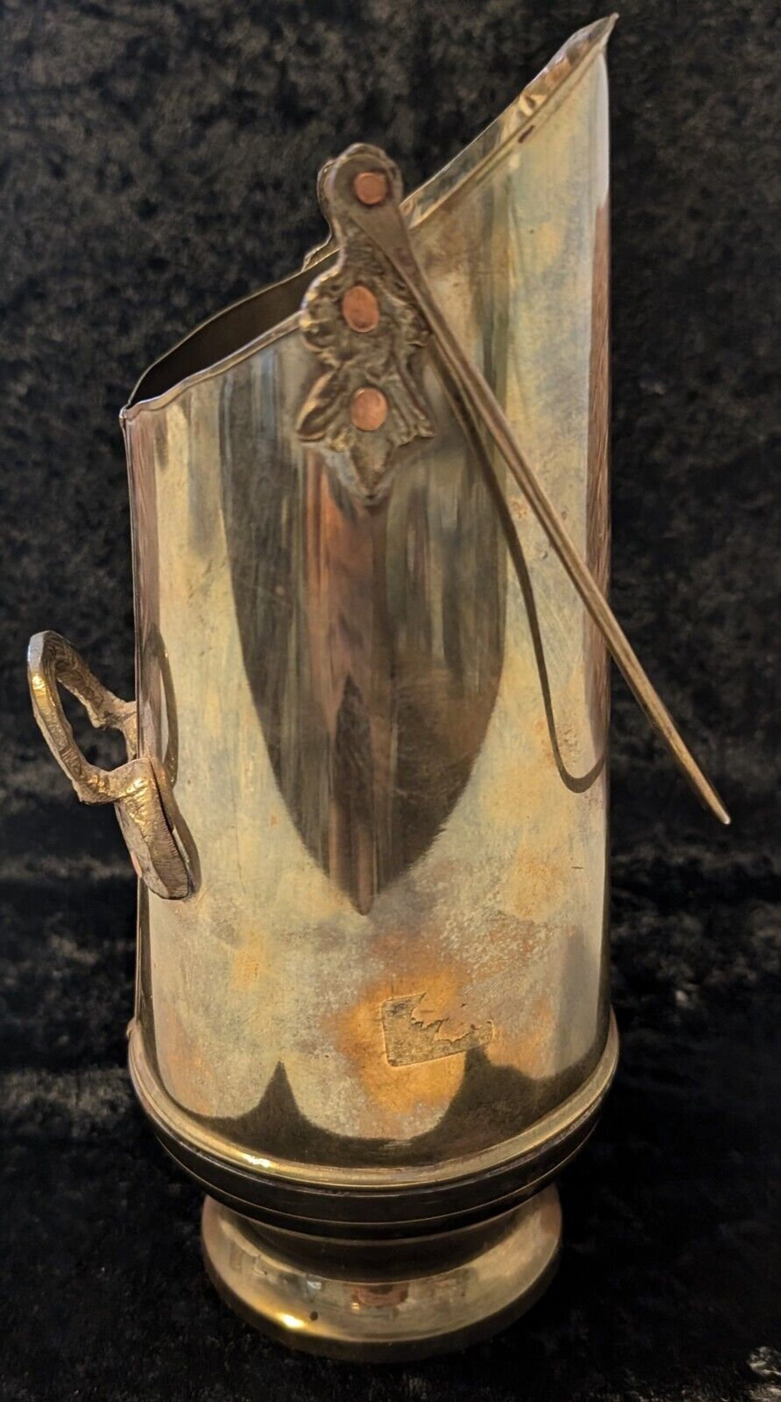 VTG Brass Coal Scuttle Ash Scoop Bucket W/handle Fireplace Cleaner ...