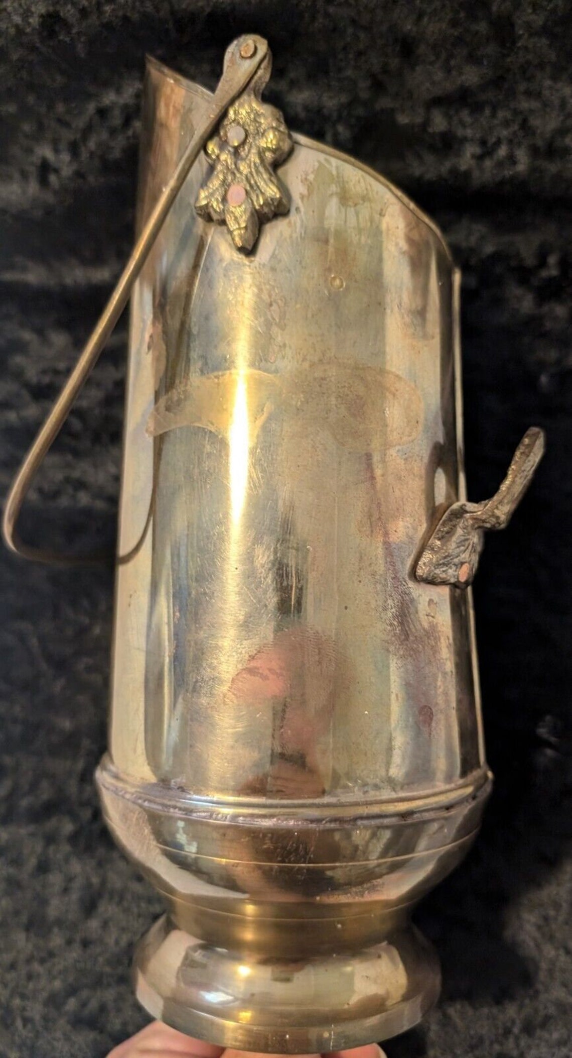 VTG Brass Coal Scuttle Ash Scoop Bucket W/handle Fireplace Cleaner ...