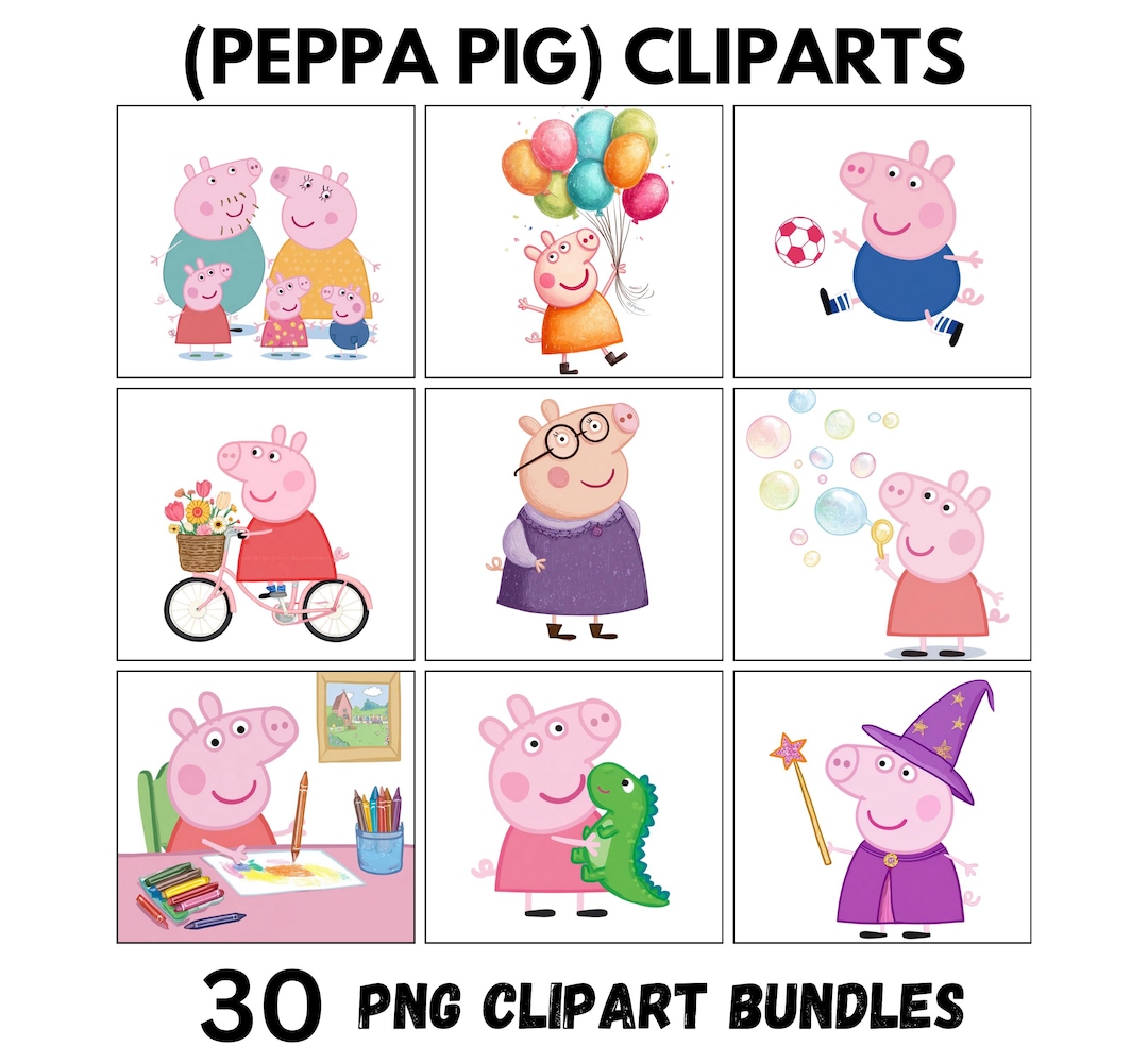 Peppa Pig Characters Png, Peppa Pig Png, Layered, Layered and Instant ...