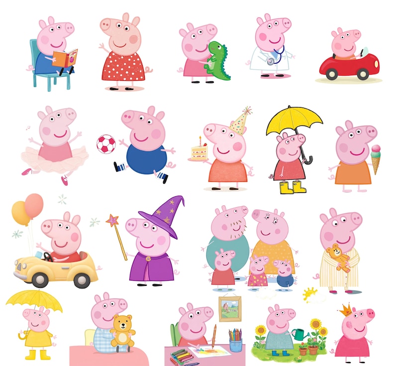 Peppa Pig Characters Png, Peppa Pig Png, Layered, Layered and Instant ...