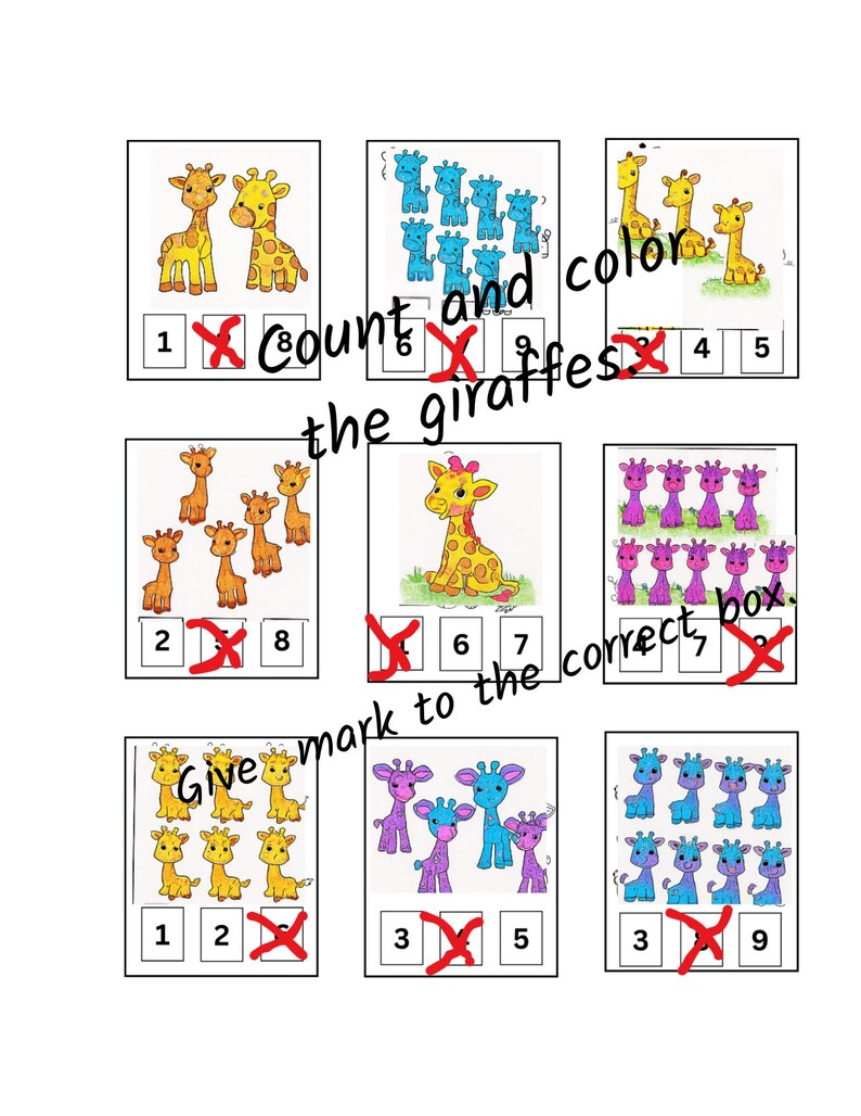 Math Counting Worksheets | Count and Color Animals | Number Learning ...