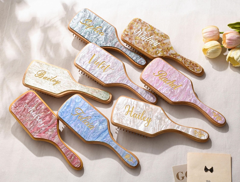 Personalized Name Hairbrush, Custom Engraved Comb, Wedding Bridesmaids ...