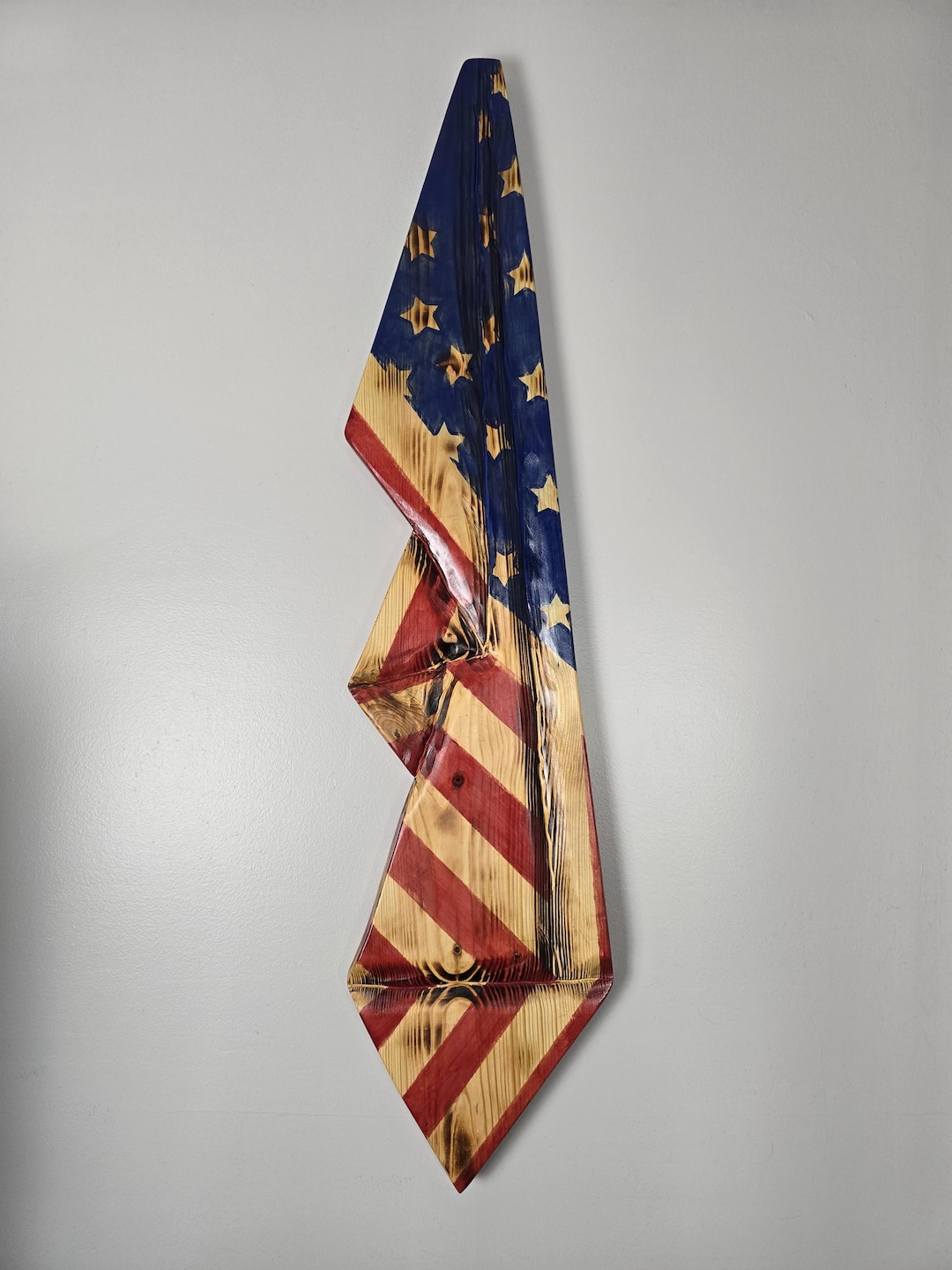Handmade Draped Wooden American Flag – Rustic Patriotic Wall Hanging ...