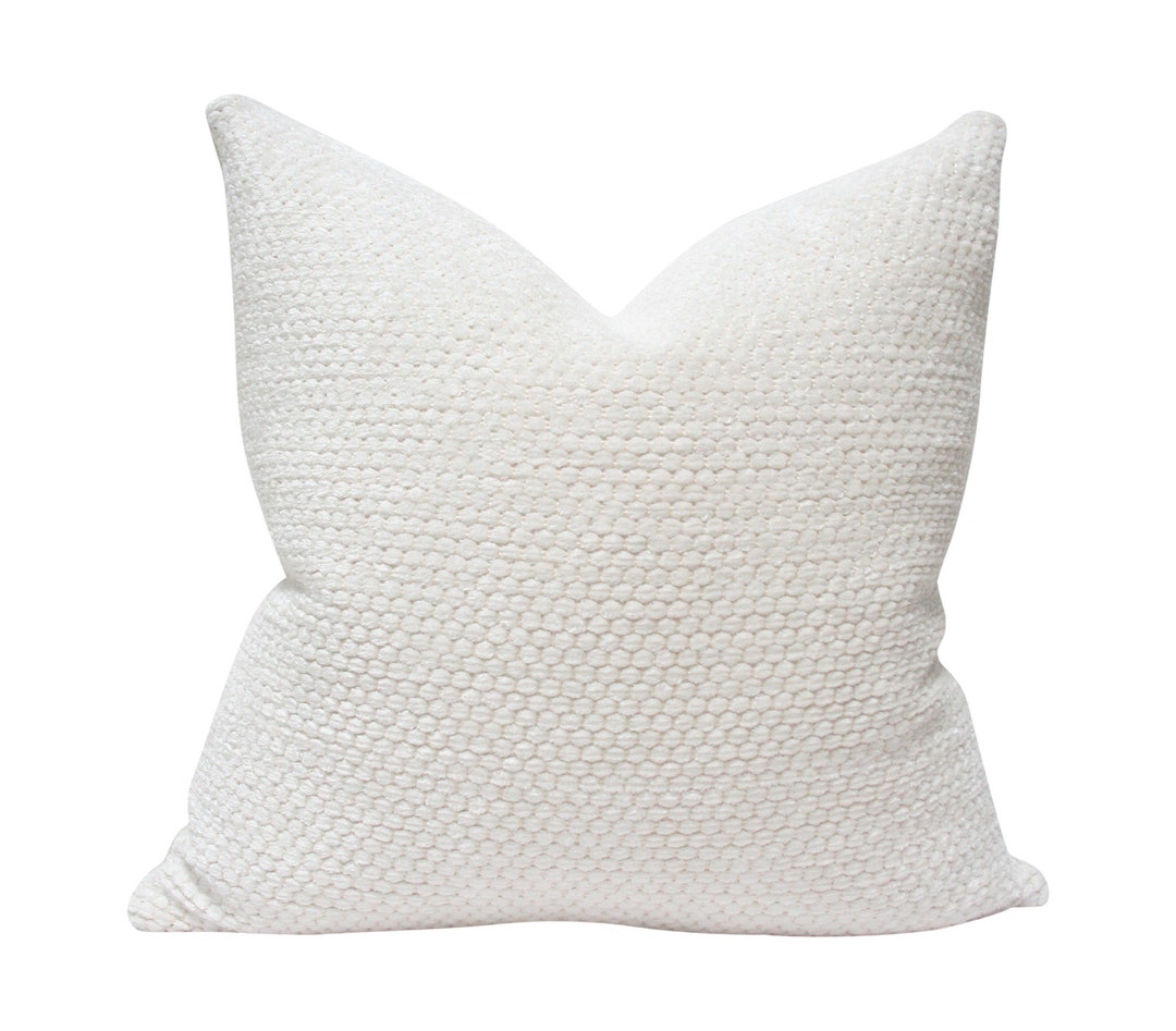 Luxe Cloud Pearl White Textured Designer Pillow Custom High End Pillow ...