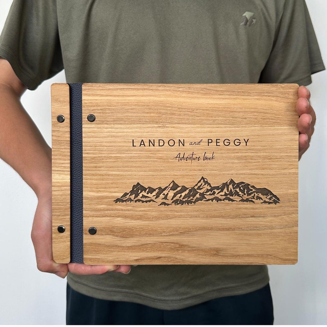 Personalized Wooden Adventure Book: Engraved Travel Scrapbook - Etsy ...