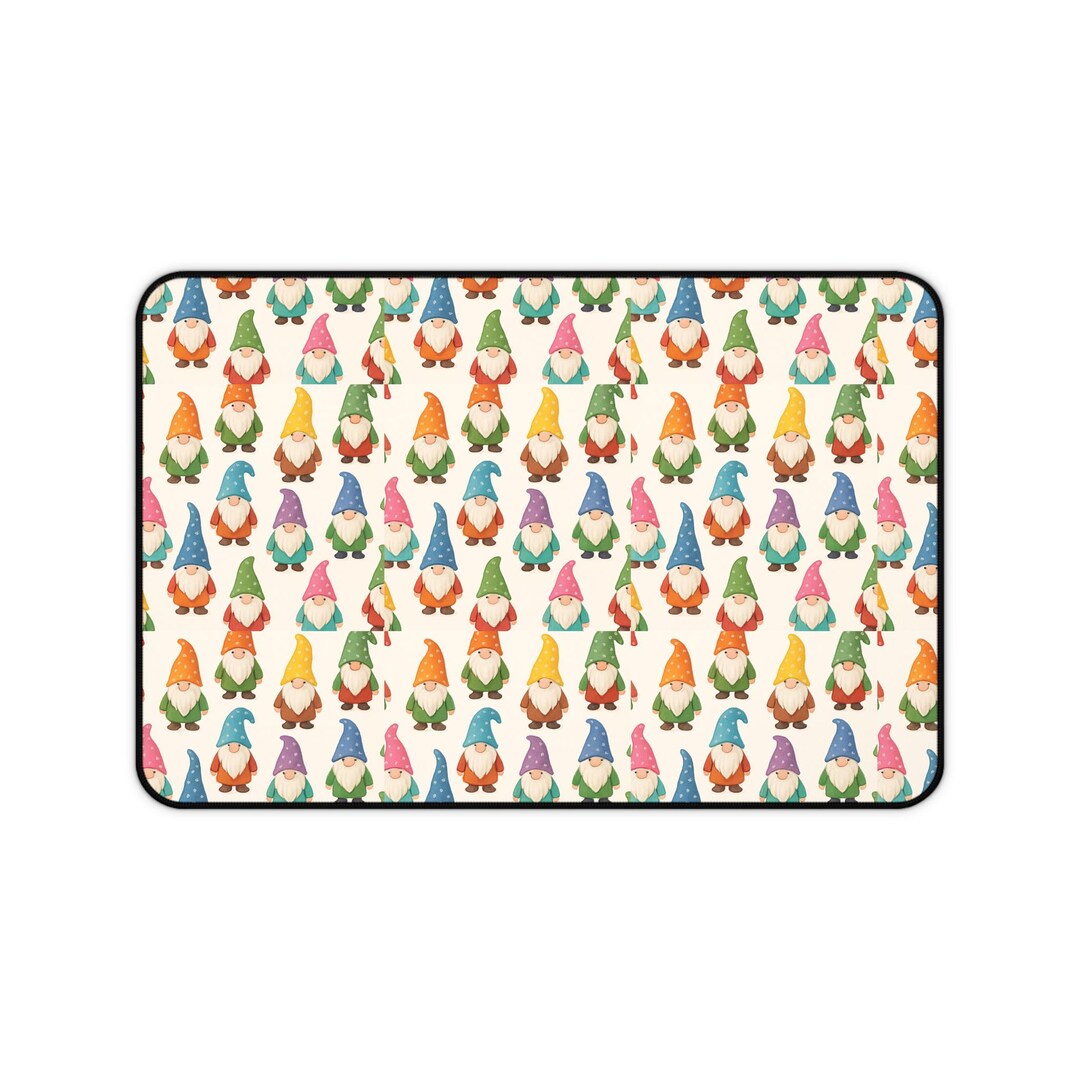 Cute Garden Gnomes Desk Mat, Patterned Mouse Pad, Adorable Gnome Desk ...