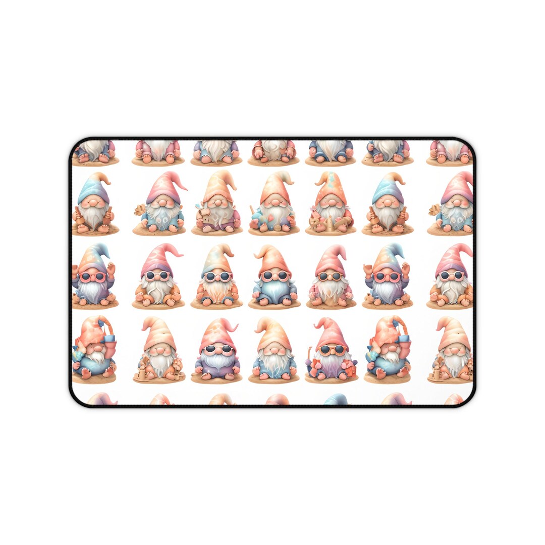 Cute Watercolor Gnomes Desk Mat | Patterned Mouse Pad, Adorable Beach ...