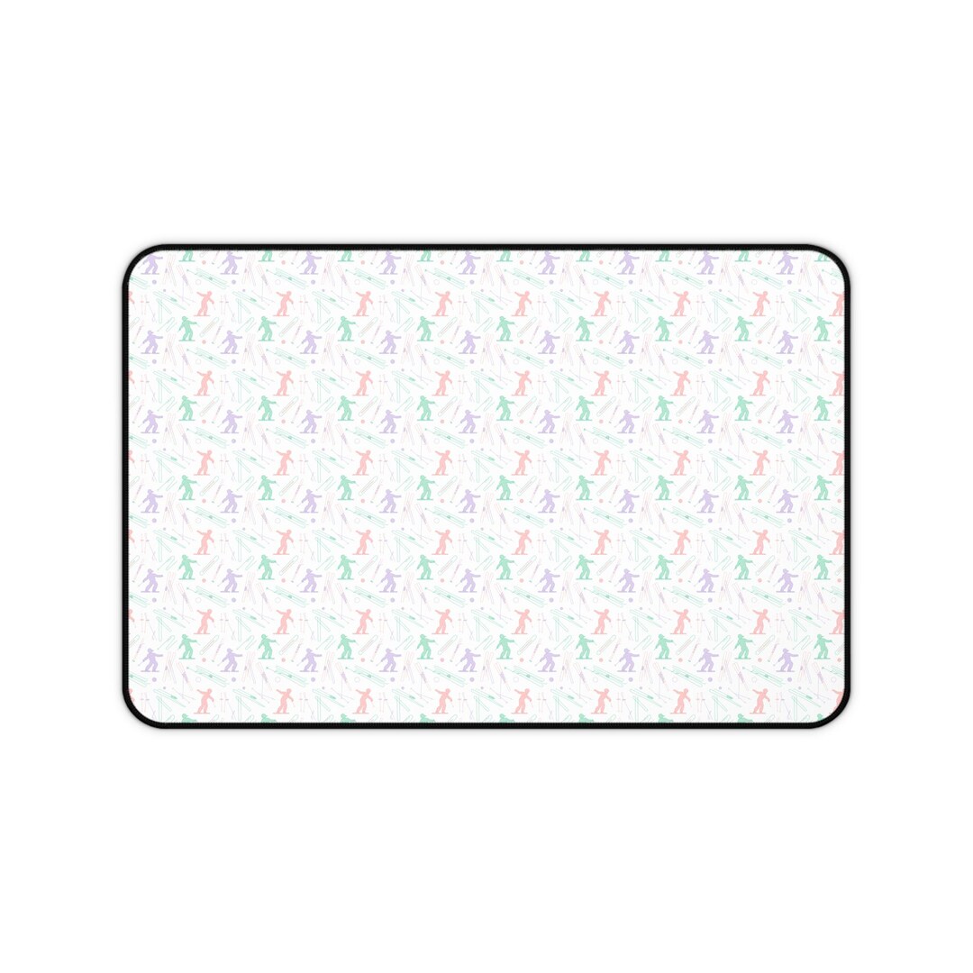 Pastel Ski Scene Desk Mat | Office Desk Mat, Winter Skiing Illustration ...