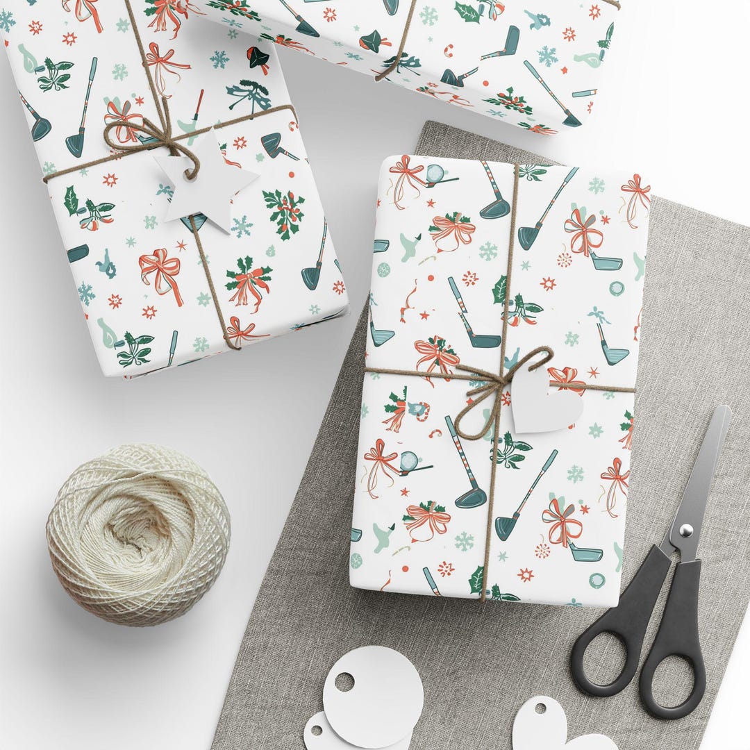 Gift Wrapping Paper, Golf Clubs and Tees Design, Eco-friendly Roll for ...