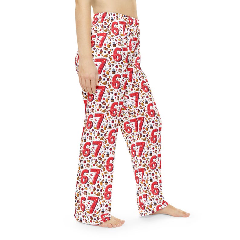 Retro Number 67 Pattern Pajama Pants | Red 67 All-over Print, Funny 6 7 ...