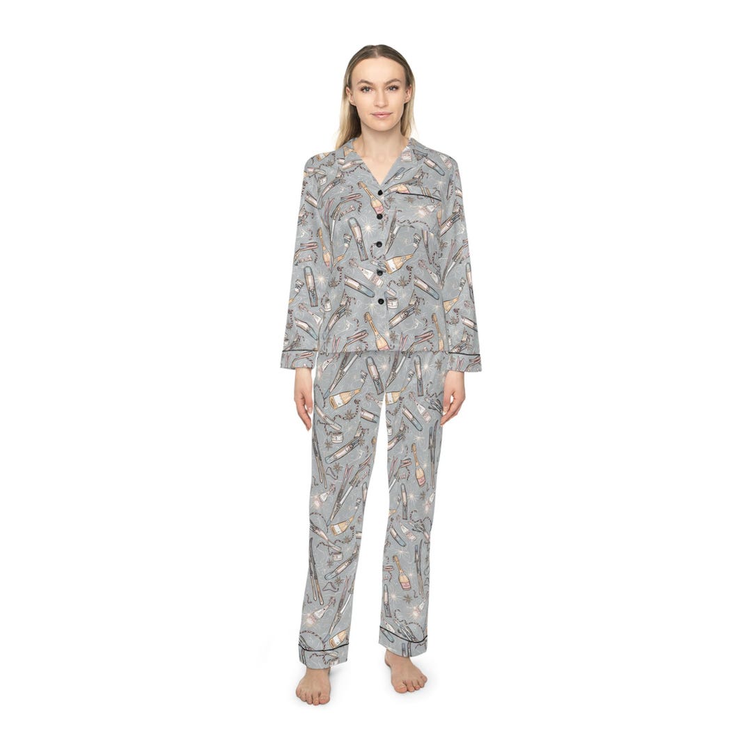 Satin Pajamas, Ski Champagne Gift, Elegant Women's Sleepwear, Fancy ...
