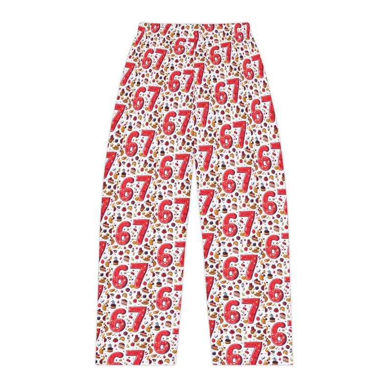 Retro Number 67 Pattern Pajama Pants | Red 67 All-over Print, Funny 6 7 ...