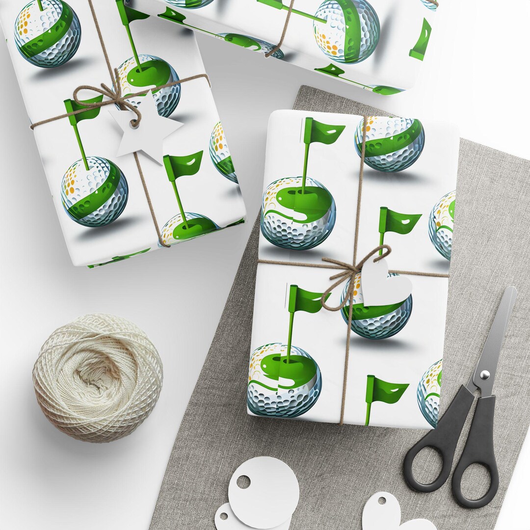 Green Golf Ball and Tee Pattern Wrapping Papers | Sports Gift Wrap ...