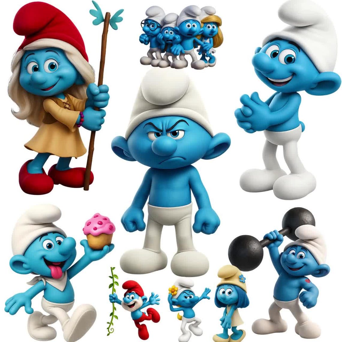 The Smurfs PNG Bundle | Cute Smurfs Poses & Quotes | Character Stickers ...