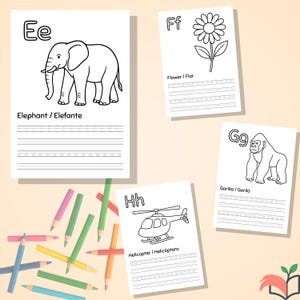 Bilingual English–spanish Alphabet A–Z Coloring Workbook | Printable ...