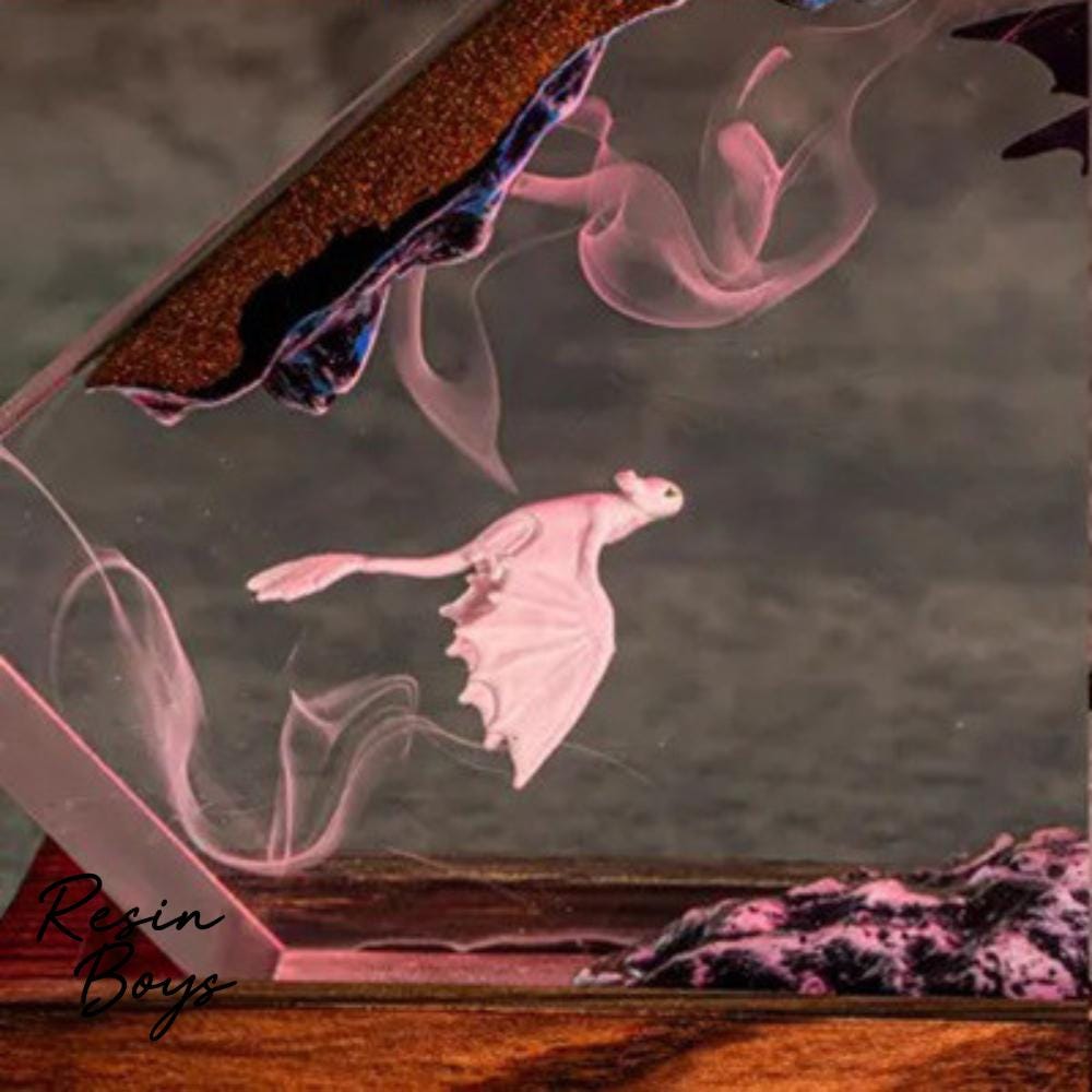 How to Train Your Dragon Resin Lamp – Toothless & Light Fury Epoxy ...