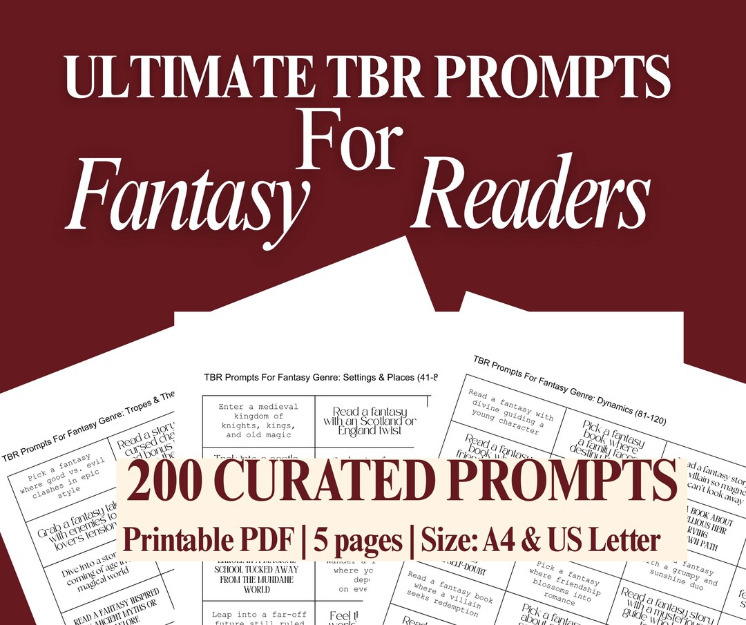 Printable TBR Jar Prompts for Fantasy Readers | 200 Reading Challenge ...