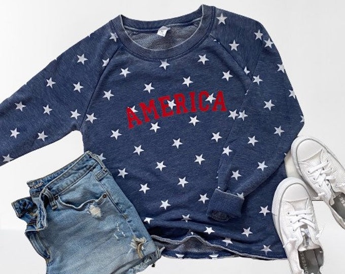 America Star Graphic Sweatshirt | USA | Patriotic| Stars | Red White ...