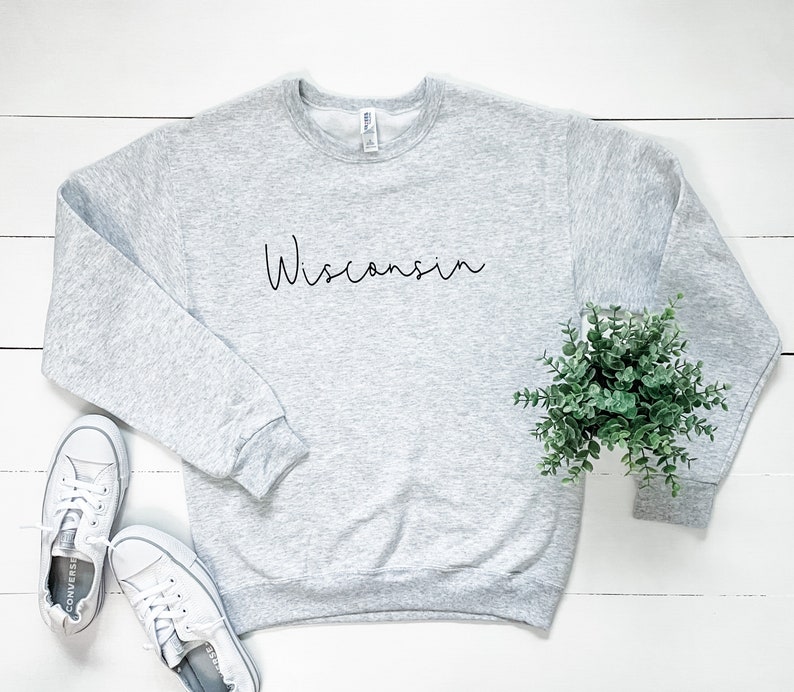 Simple State Graphic Shirt Wisconsin Cursive Handwritten - Etsy