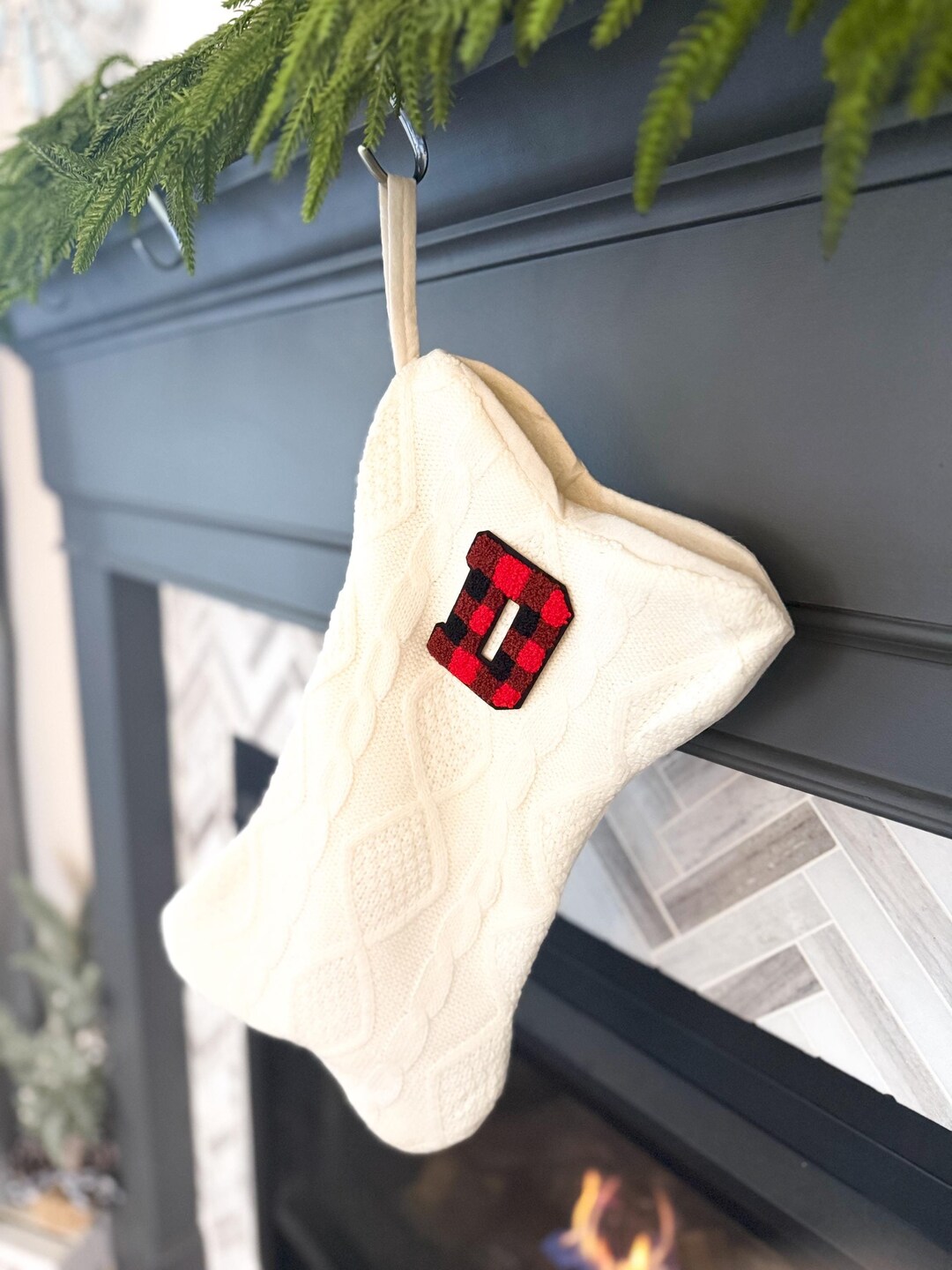 Personalized Dog Bone Cable Knit Christmas Stocking - Etsy