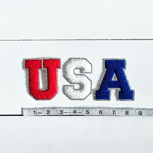 USA Chenille Patch Set: Red, White & Blue Iron-on Letters - Etsy